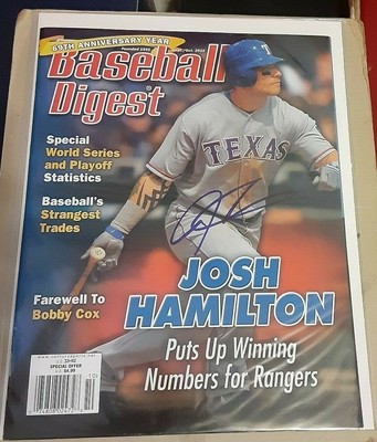 Josh Hamilton Texas Rangers SIGNED AUTOGRAPHED 2010 Baseball Digest ...