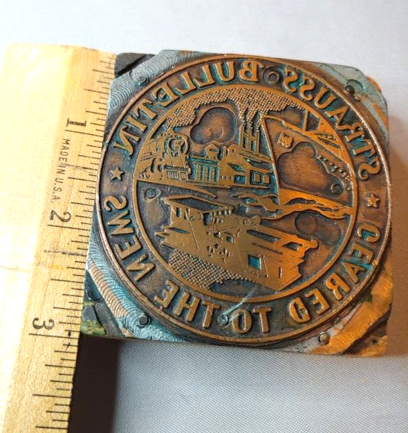 Strauss Bulletin Railroad Brass Figural Train News Copper Ink Stamp ...