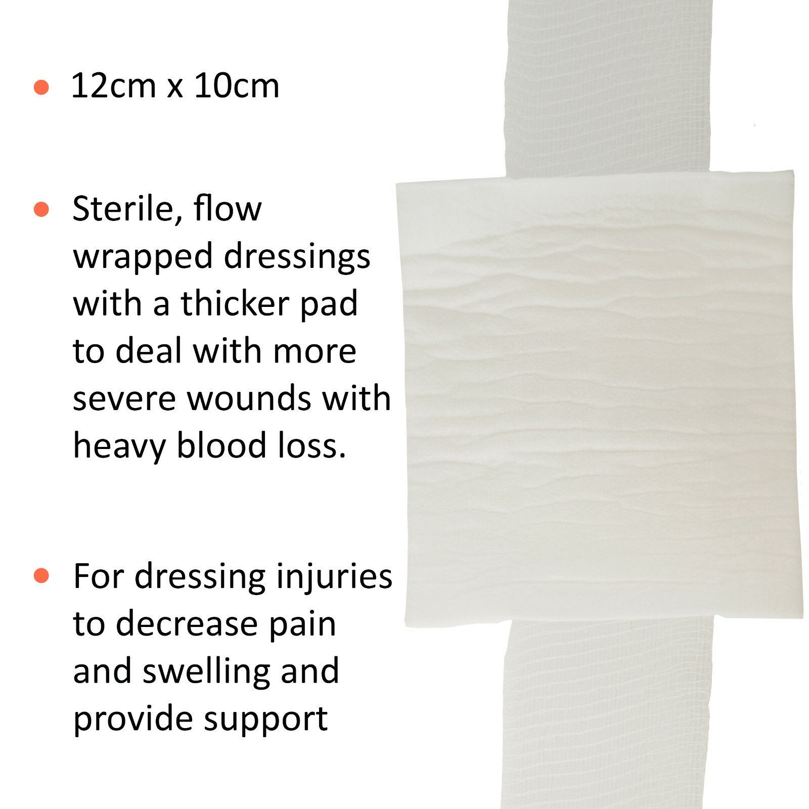 3x THICK WOUND PAD DRESSINGS First Aid Sterile Bandages Fabric Support ...