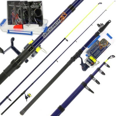 ANGLING PURSUITS TELE ROD FISHING BEACHCASTER COMBO 12FT + REEL SEA ...