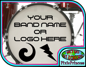Custom Bass Drum Vinyl Sticker Personalised Band Name Logo Kick Drum ...