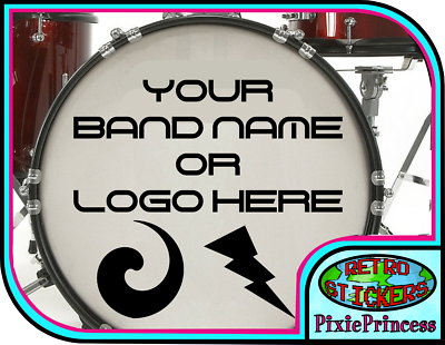 Custom Bass Drum Vinyl Sticker Personalised Band Name Logo Kick Drum ...