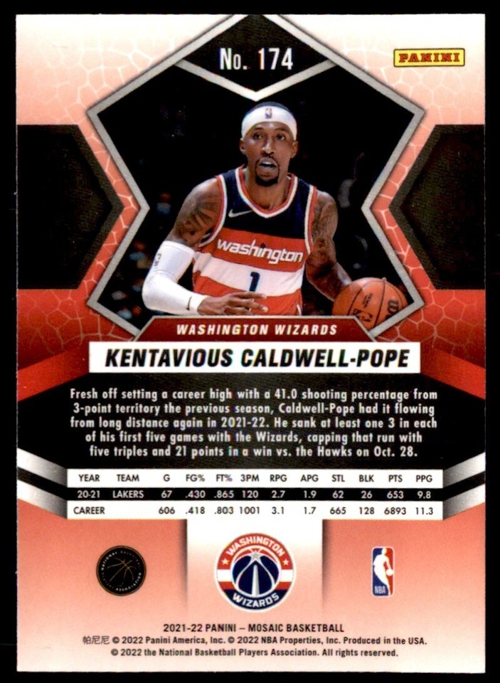 2021-22 Panini Mosaic Basketball Base Card Kentavious Caldwell-Pope ...