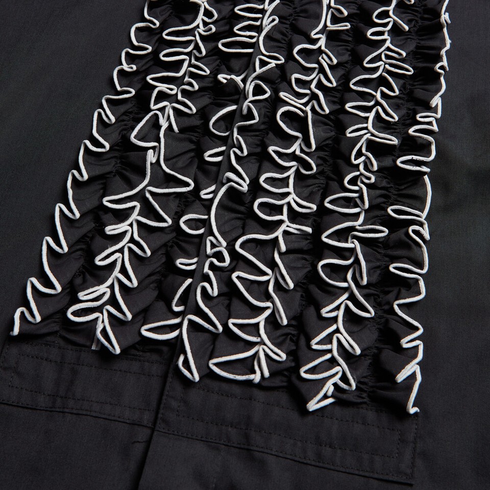 Chenaski Black/White Ruffle Ruche Frill Dinner Tuxedo Retro 70s Shirt ...