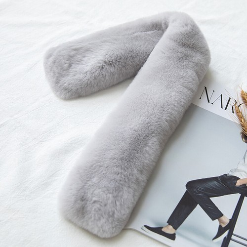 Double Side Women's Real Rabbit Fur Warm Collar Stole Neck Scarf Warmer ...