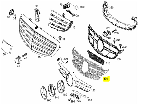 Mercedes-Benz Protective Front Bumper Grille A2058881300 With Light Up ...