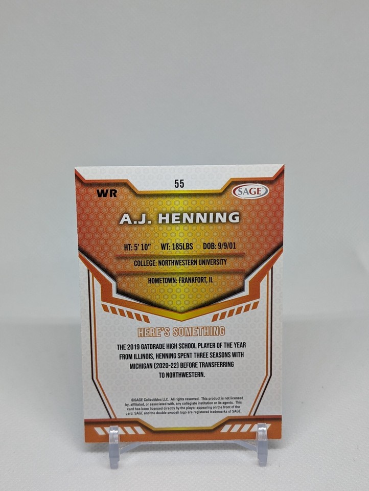 2024 SAGE🔥AJ HENNING🔥MINT?!🔥SILVER🔥NORTHWESTERN🔥ROOKIE RC🔥📈 | eBay