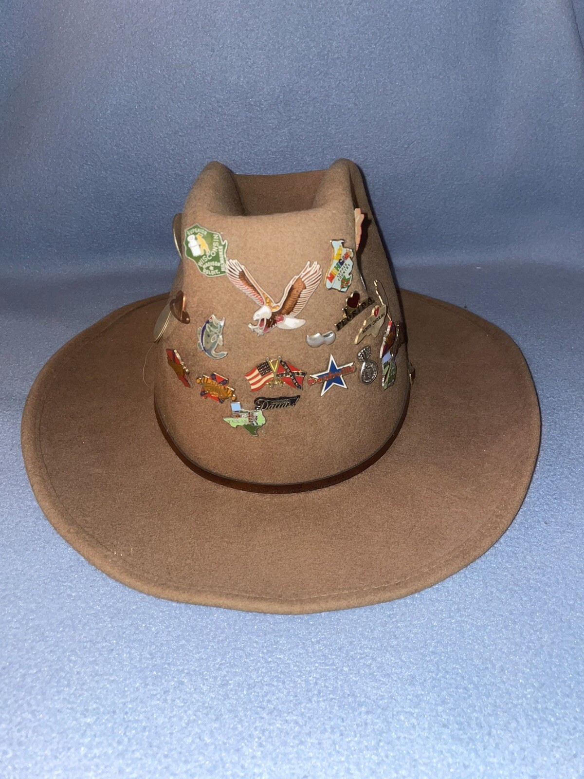 VTG Wichita 100% Wool Extra Large XL Brown Cowboy Hat With 23 Pins WPL ...