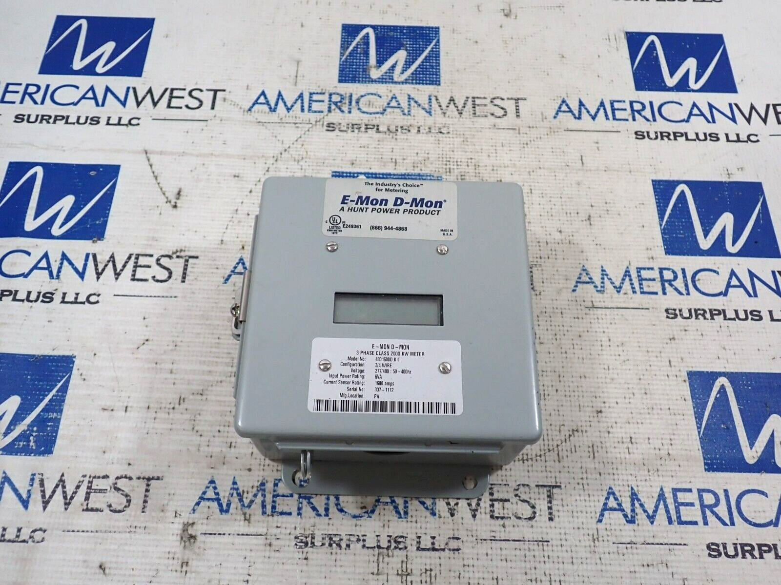 E-MON D-MON 4801600D Kit 1600A 3Phase Class 2000 KW Meter No Current ...