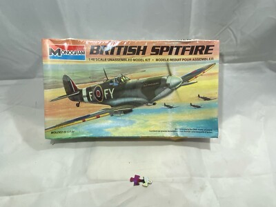 Vintage Monogram British Spitfire 1/48 Model Kit 1985 M# 5208 USA Made ...