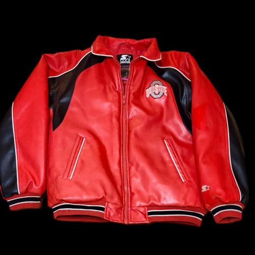 Ohio state buckeyes starter red and black leather jacket | eBay