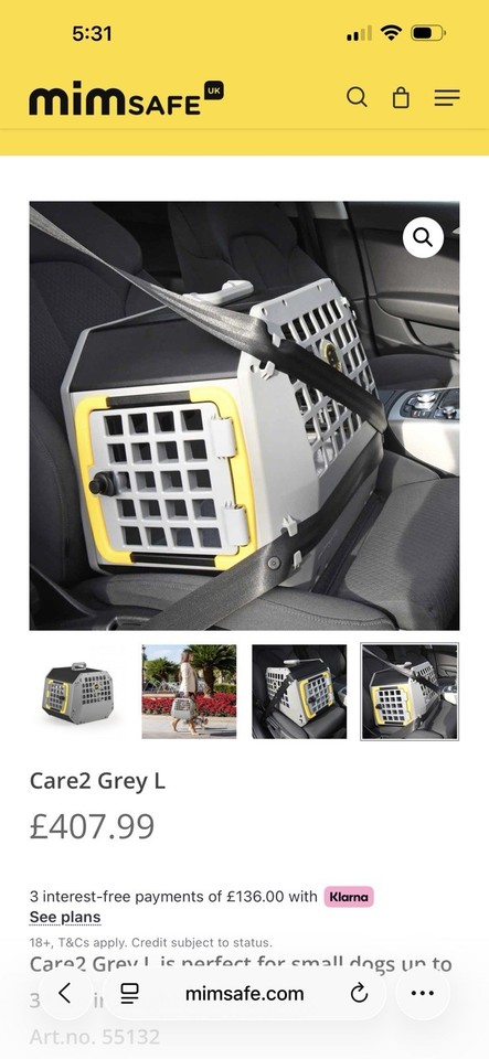 MIMsafe Care 2 Small Dog Pet Travel Carrier Crash Tested Variocage Grey ...