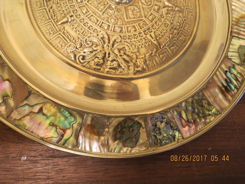 Alpaca/German Silver Aztec Calendar Plate with Mother of Pearl | eBay