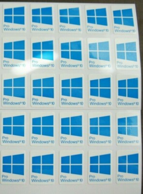 25 PCS Sticker for Window 10 Pro Blue Badge Logo Decal Cyan Color 22mm ...