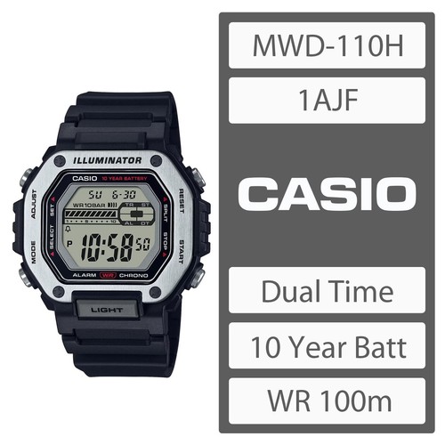 CASIO MWD-110H-1AJF WR 100m Standard Dual Time Digital Watch | eBay