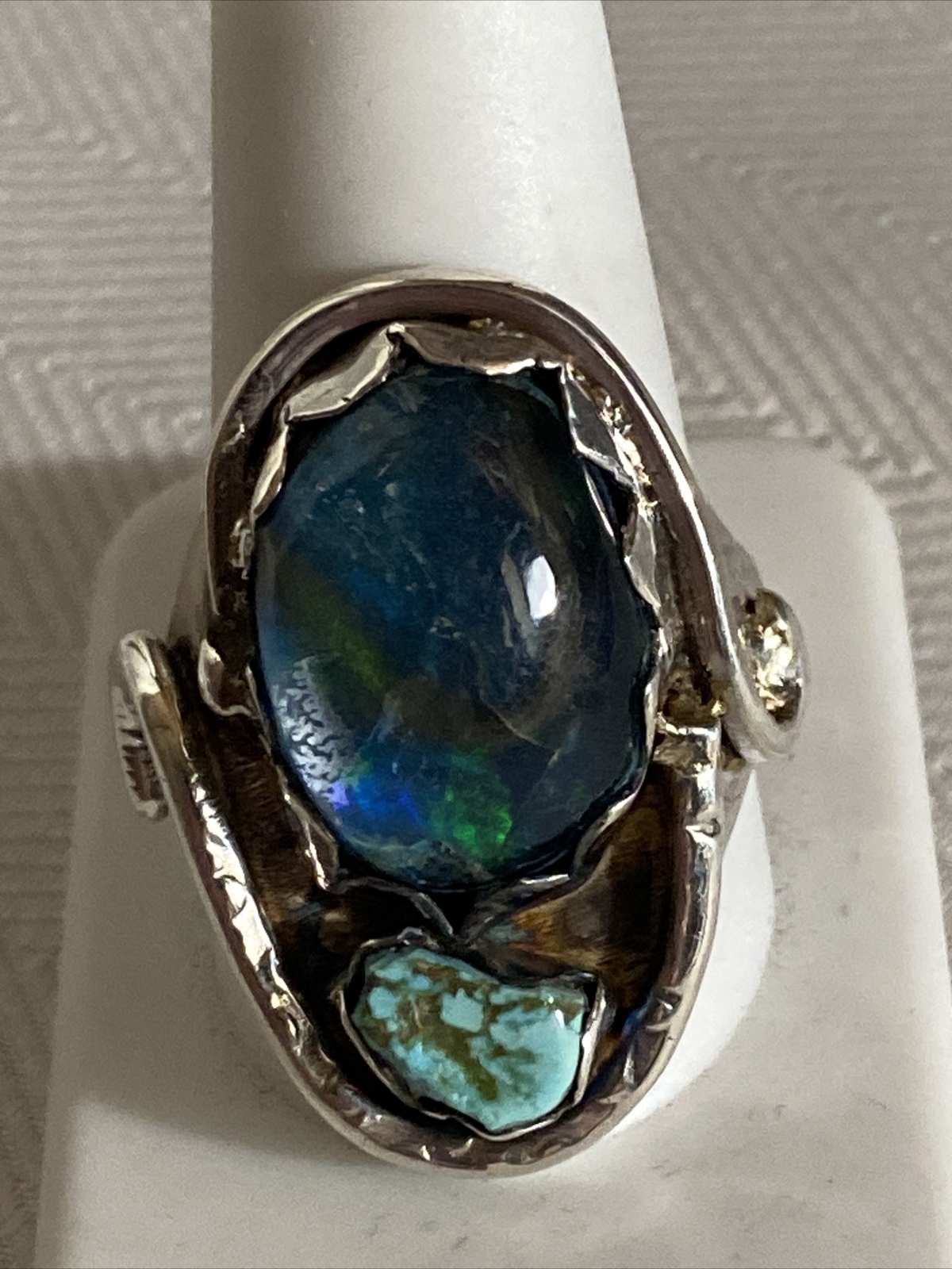 Effie Calavaza Rare Vintage Zuni Man’s Sterling Turqu… - Gem