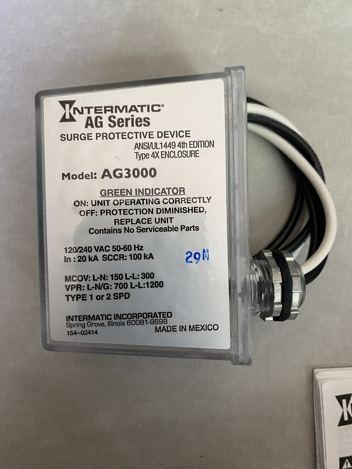 Intermatic AG3000 120/240 VAC Universal HVAC Surge Protective Device ...