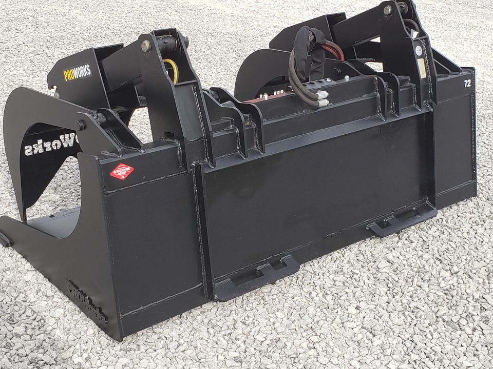 72″ Severe Duty Solid Bottom Bucket Grapple Fits Skid Steer Quick ...