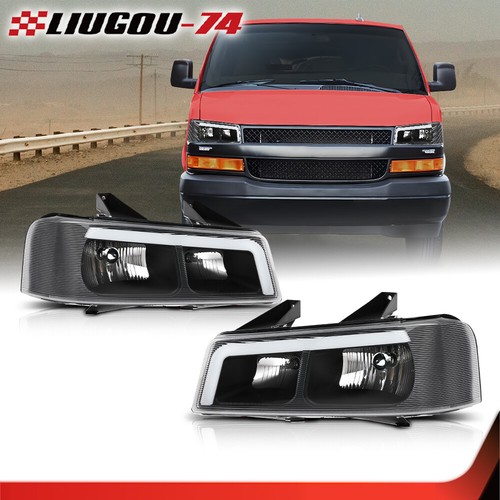 LED DRL Headlights Fit For Chevy Express GMC Savana 2003-2023 1500 2500 ...