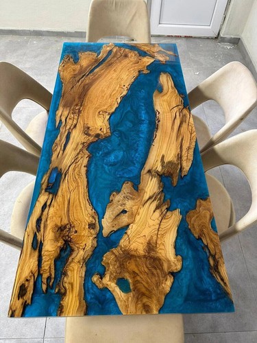 36"x24" Blue Epoxy Countertop Dining Table Wooden Epoxy Table Handmade ...