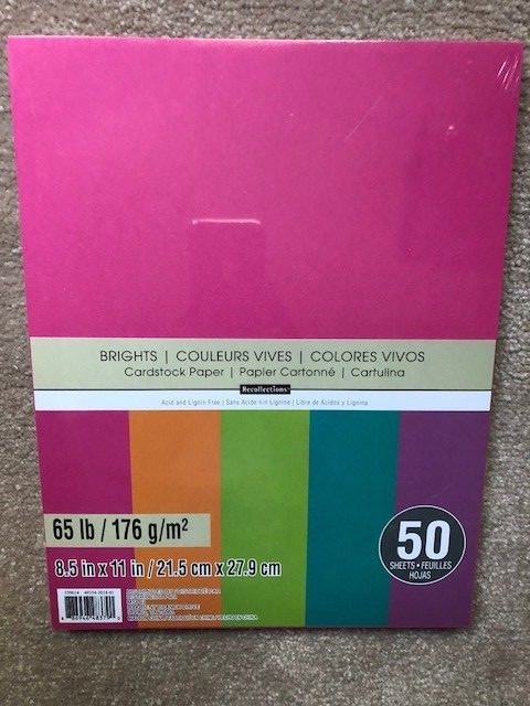 Recollections Cardstock Paper 8 1/2" X 11" 50 Sheets 65 LB 5 Color ...
