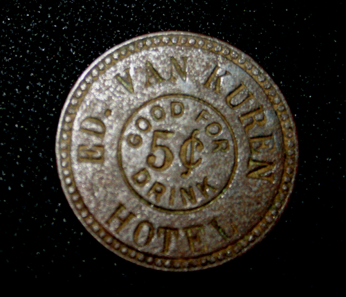New Hartford, New York Van Kuren Hotel 5¢ Drink Trade Token | eBay