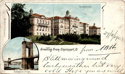 Max Weil Co Cincinnati University Greeting MR Suspension Bridge PRIVATE ...
