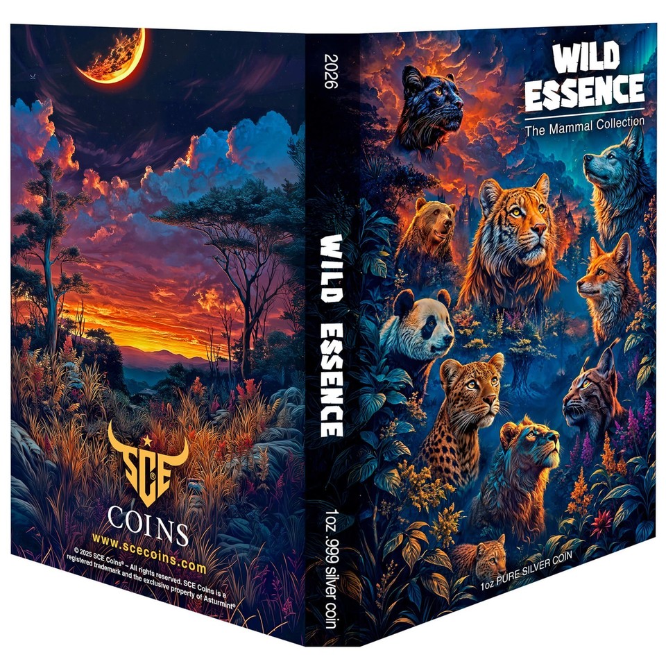 Liberia 2026 Wild Essence Mammal Lion Wolf Fox Lynx Tiger 5 x 1oz ...