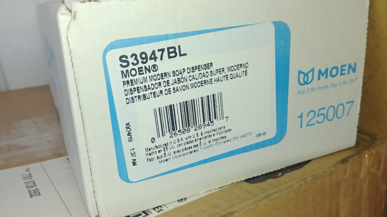 Moen S3947BL Kitchen Soap Dispenser -Above Sink Refillable Bottle ...