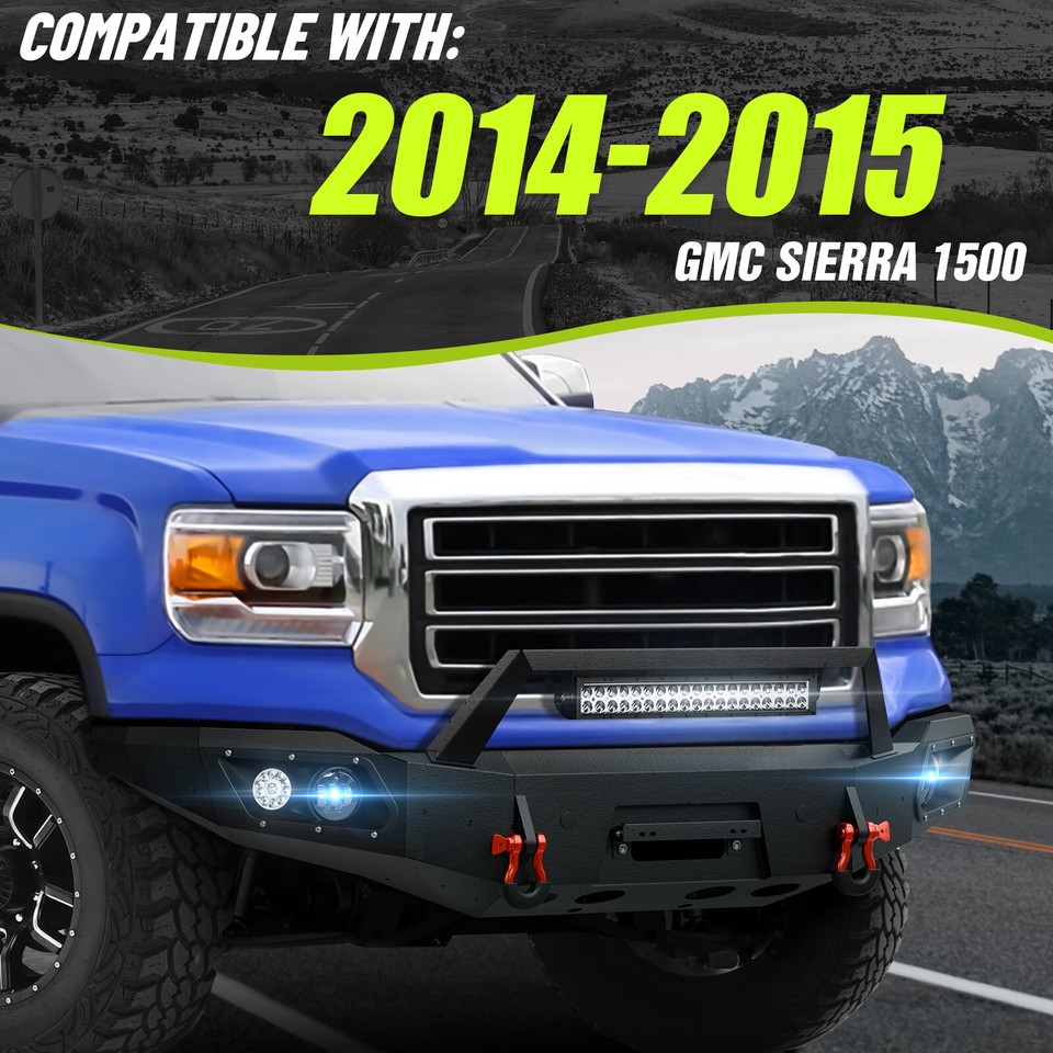 Front Bumper W/ Winch Plate & Sensor Holes & D-rings For 14-2015 GMC ...