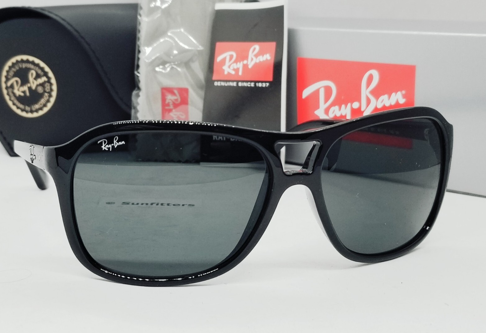 Ray Ban CATS 4000 black/green RB4128 601 60 sunglasses NEW IN BOX ...
