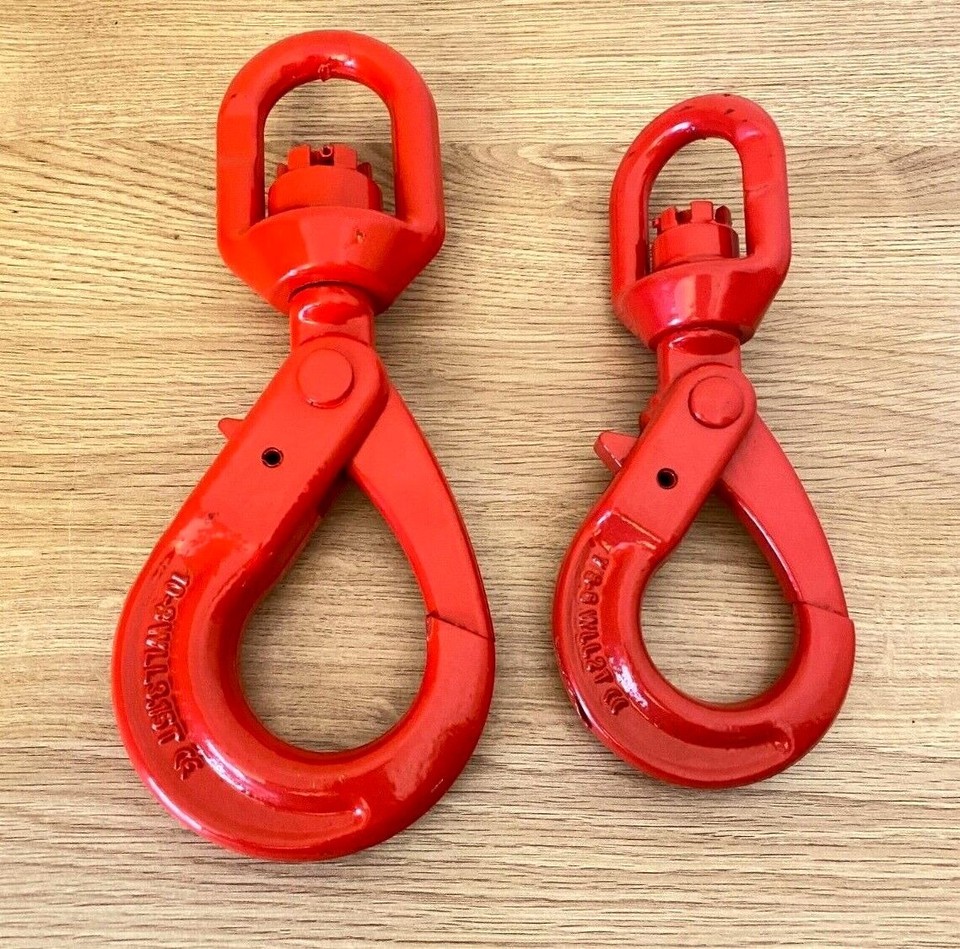 Heavy Duty Grade 80 Swivel Self Locking Lifting Hook Safety Grip Catch ...