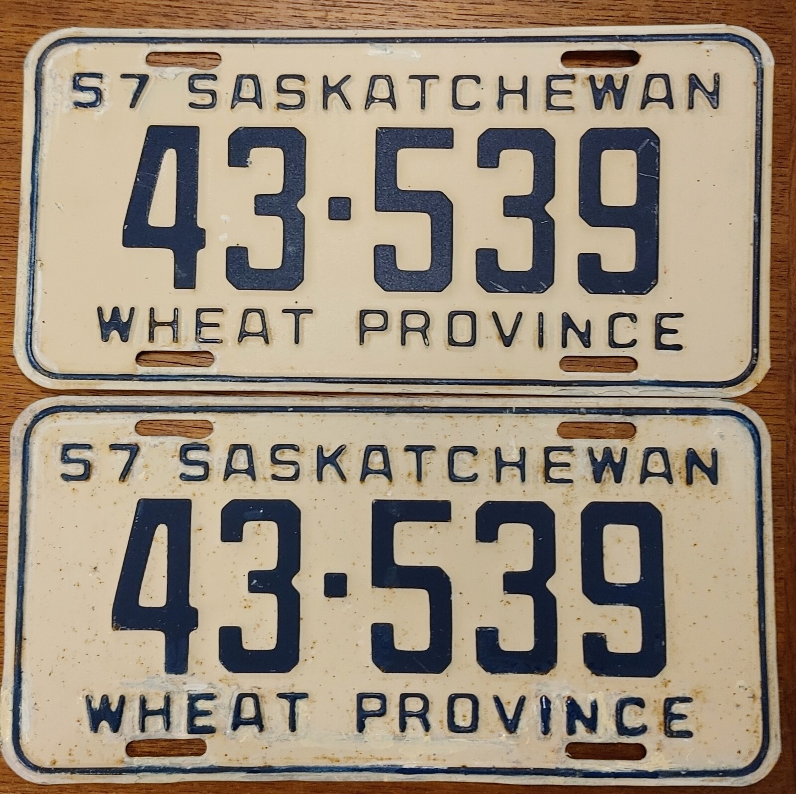 *1957 Saskatchewan License Plate PAIR* # 43-539 SGI Clear | eBay