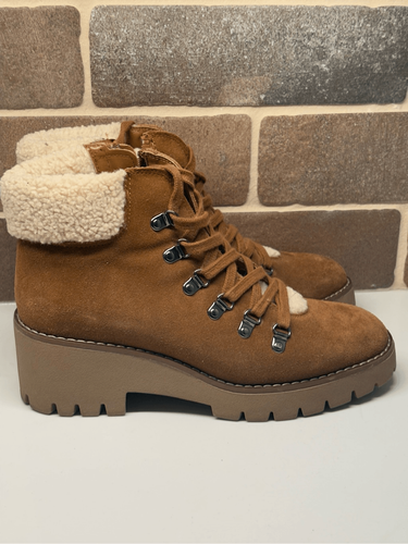 Blondo Boots Waterproof Brown Devin Women Suede 7.5 Shearling Wedge ...
