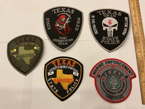 Texas State Police full size collectible patch set 5 new full size ...