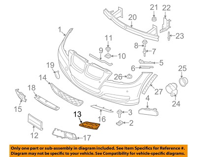 BMW OEM 09-12 328i Front Bumper Grille Grill-Screen Right 51117198902 ...