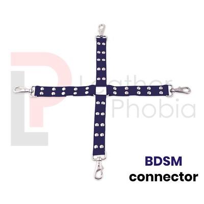 BDSM Hog Tie 17" Cow hide Leather four way Pin Connector With Swivel ...