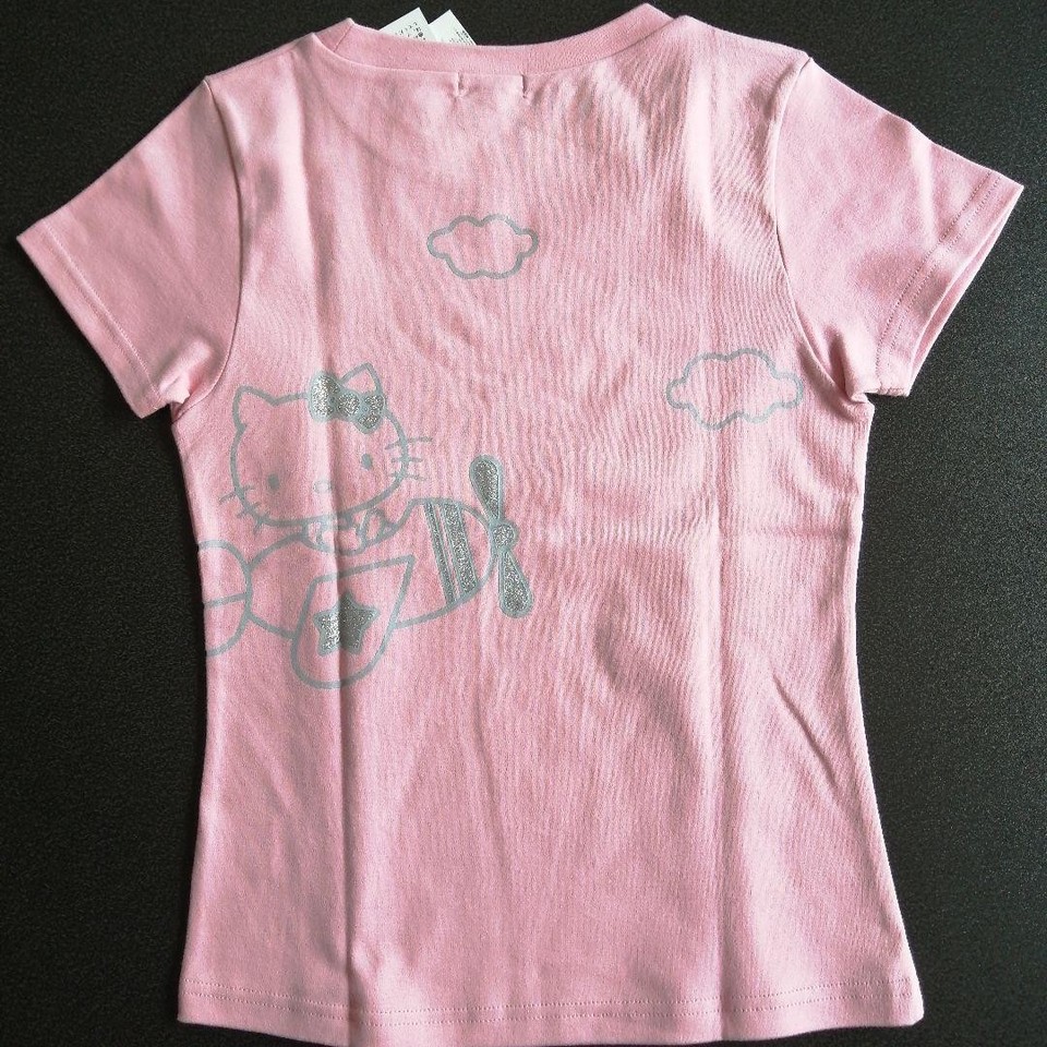 Hello Kitty Pink Glitter Logo T-Shirt Short Sleeve Used | eBay