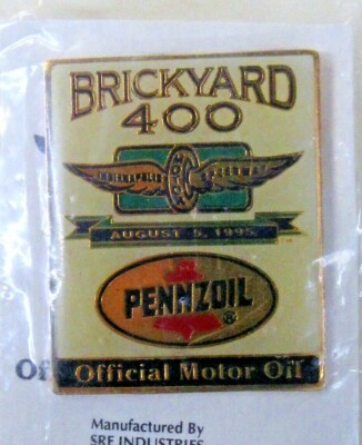 1995 BRICKYARD 400 PENNZOIL Official Motor Oil tack pin pinback MINT b1 ...