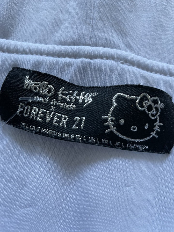 Hello Kitty Forever 21 White Velour Jacket Crop Rhinestone Hoodie Women ...