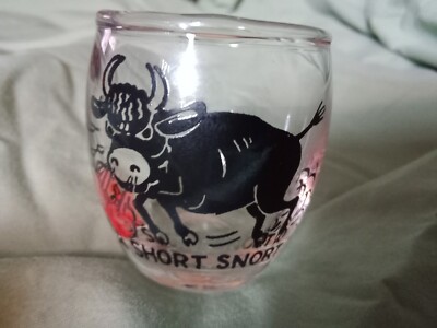 Mid Century Modern Angry Bull Snorting Shot Glass A Pick Up 50s 60s | eBay
