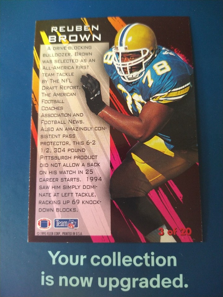 1995 Fleer Football Reuben Brown RC #3 NFL Prospect Buffalo Bills | eBay