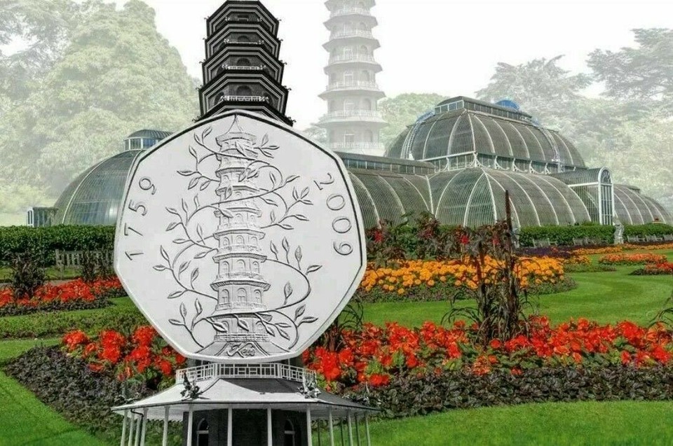 Celebrating 50 Years of the 50p. 2019 UK 50p BUNC Coin Set KEW Gardens ...