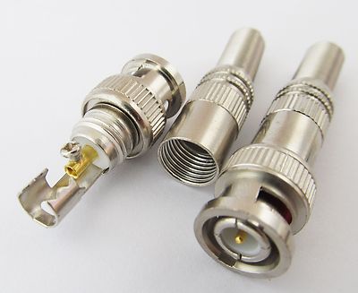 5x Metal BNC Male Plug Screw Type Connectors with Spring Tail for RG59 ...