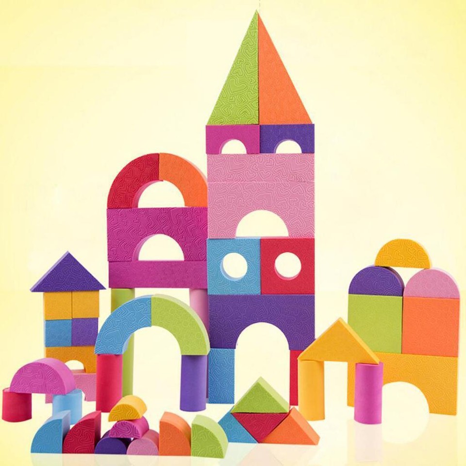 50 Pieces Non- Foam Bright Colored Building Blocks Set | eBay UK