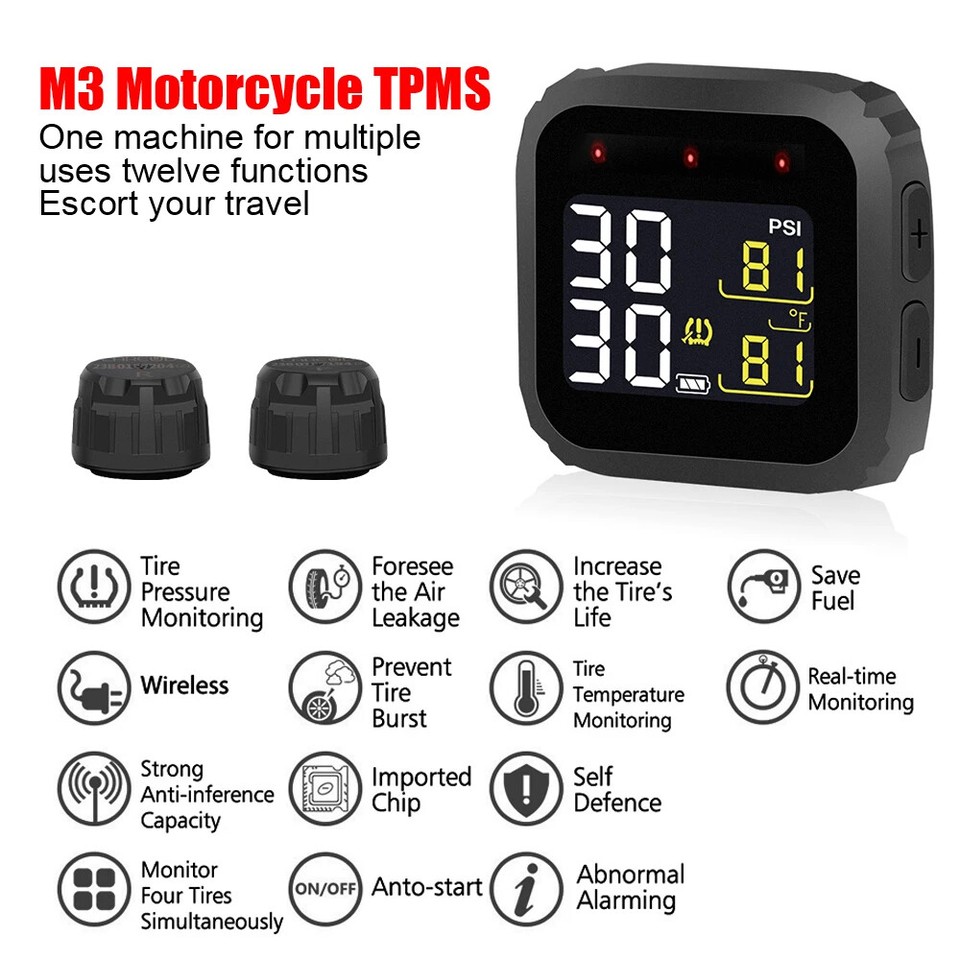 0-116psi/8bar M3 TPMS Motorcycle Tire Pressure Monitoring System Moto ...