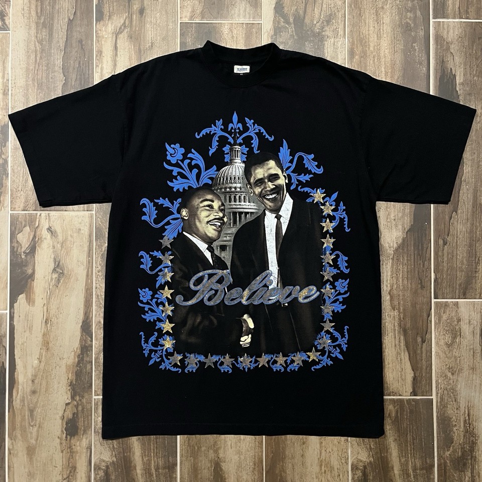 VTG Barack Obama MLK Justee T-Shirt Men’s XL Black Cotton Martin Luther ...