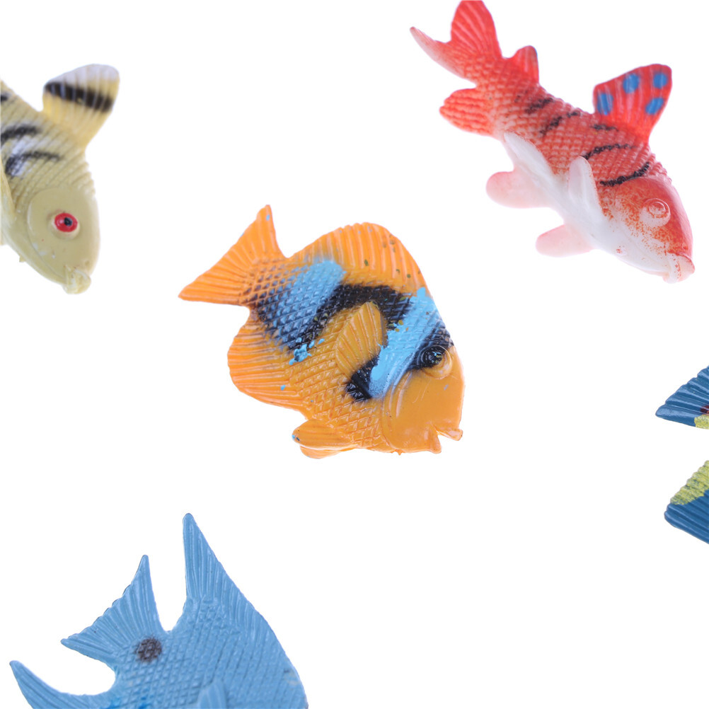 12 pcs Mini Tropical Ocean Fish Toy Gift Sea Life Model Pool Education ...