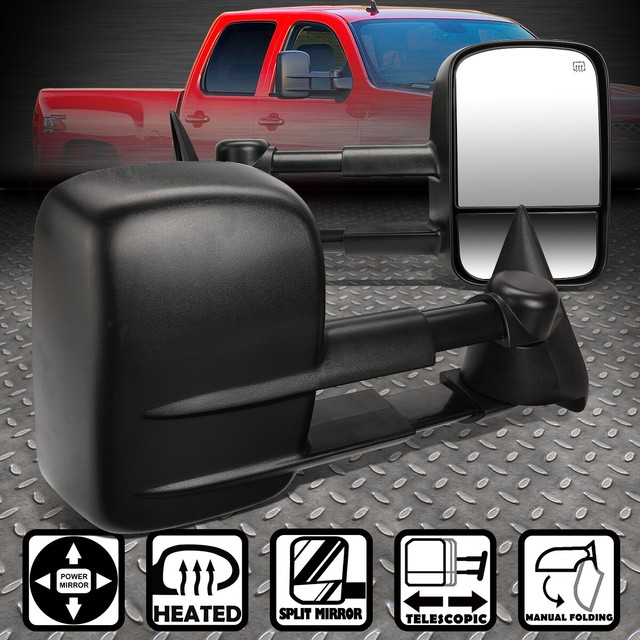 Pair Power Heated Extendable Dual Arm Rear Towing Side Mirror for 99-02 ...