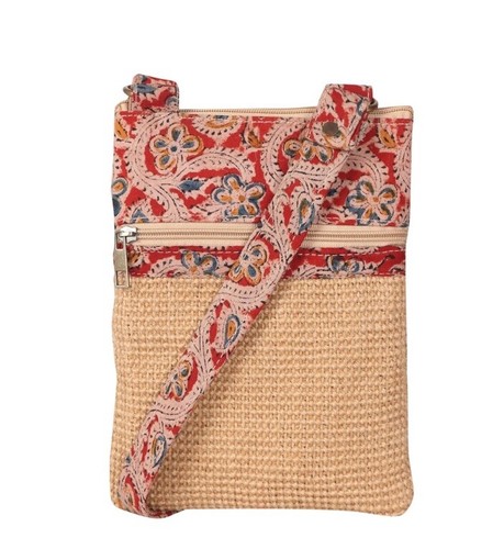 Jute Cottage Sling Handbag Dobby Jute Fabric Ethnic Block Kalamkari ...